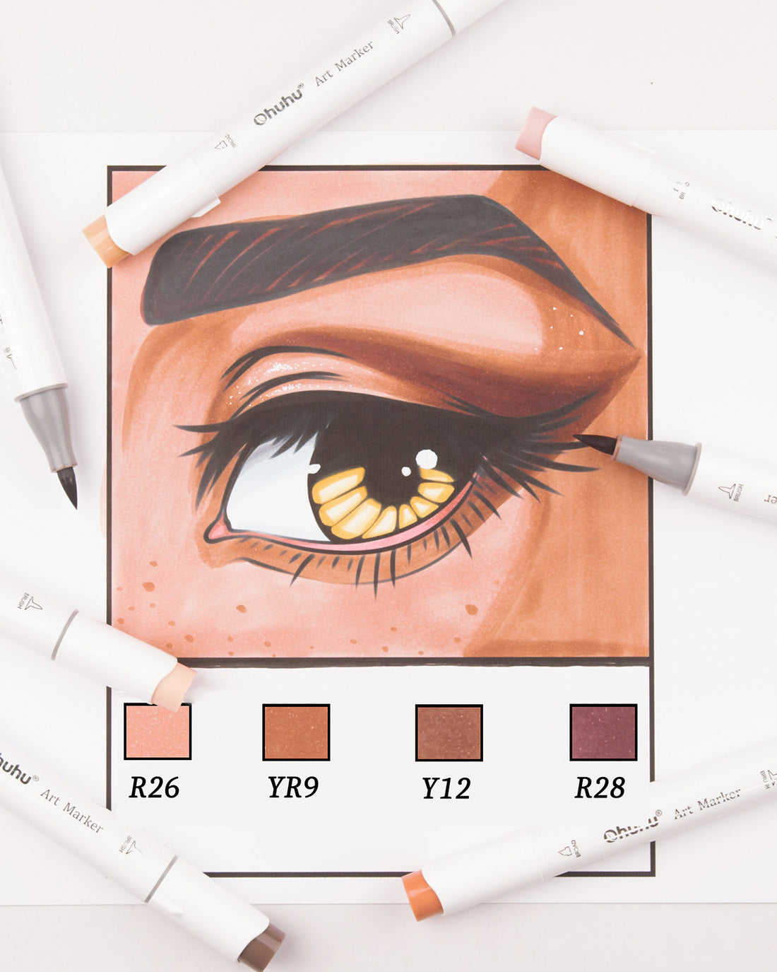 Ohuhu Honolulu 36 Skin Tone Colors Dual Tips Alcohol Art Markers