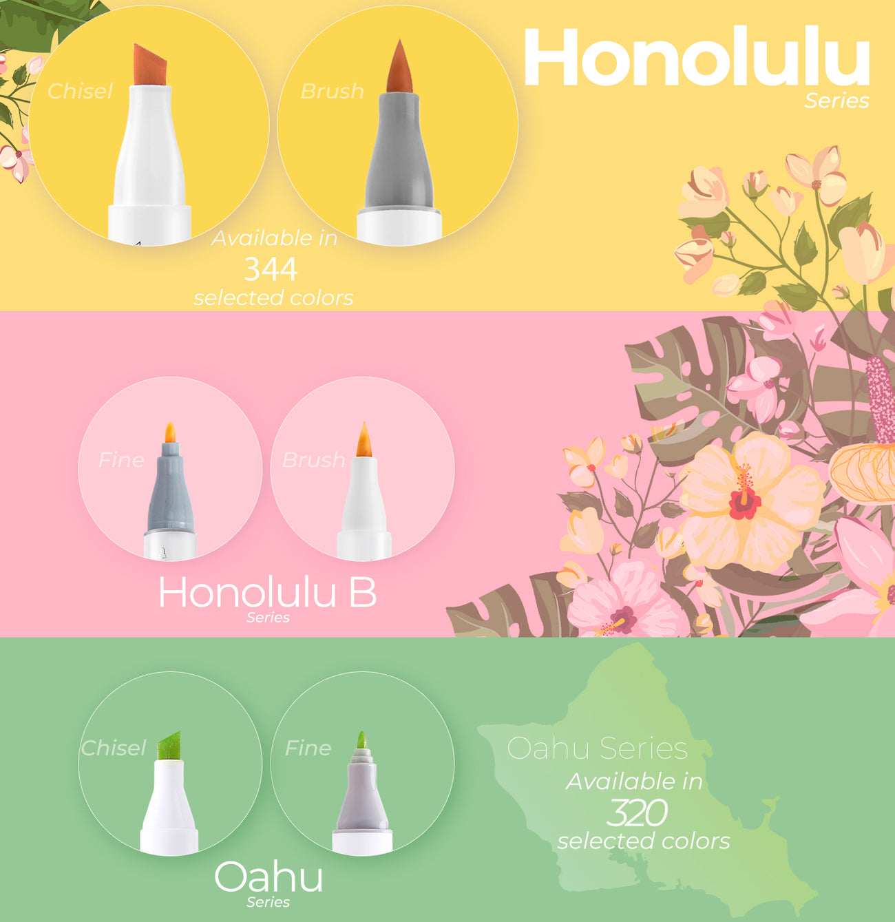 Ohuhu Honolulu 320 Colors Dual Tips Alcohol Art Markers (New Version)