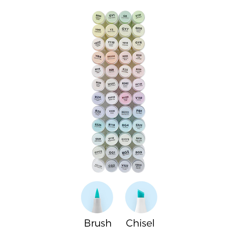 Ohuhu Honolulu New 48 Pastel Colors Dual Tips Alcohol Art Markers - Bl