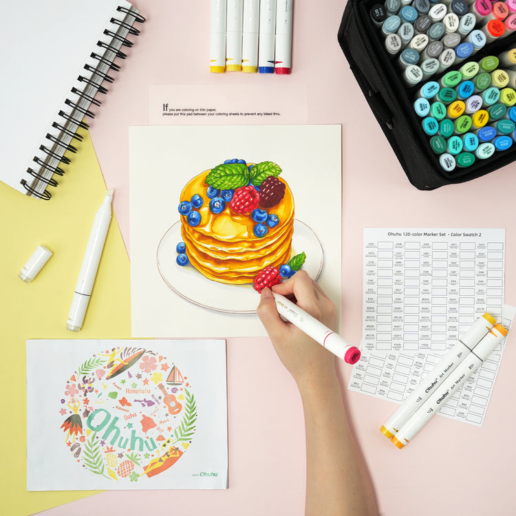 Ohuhu Oahu 120 Colors Dual Tips Alcohol Art Markers, Fine & Chisel