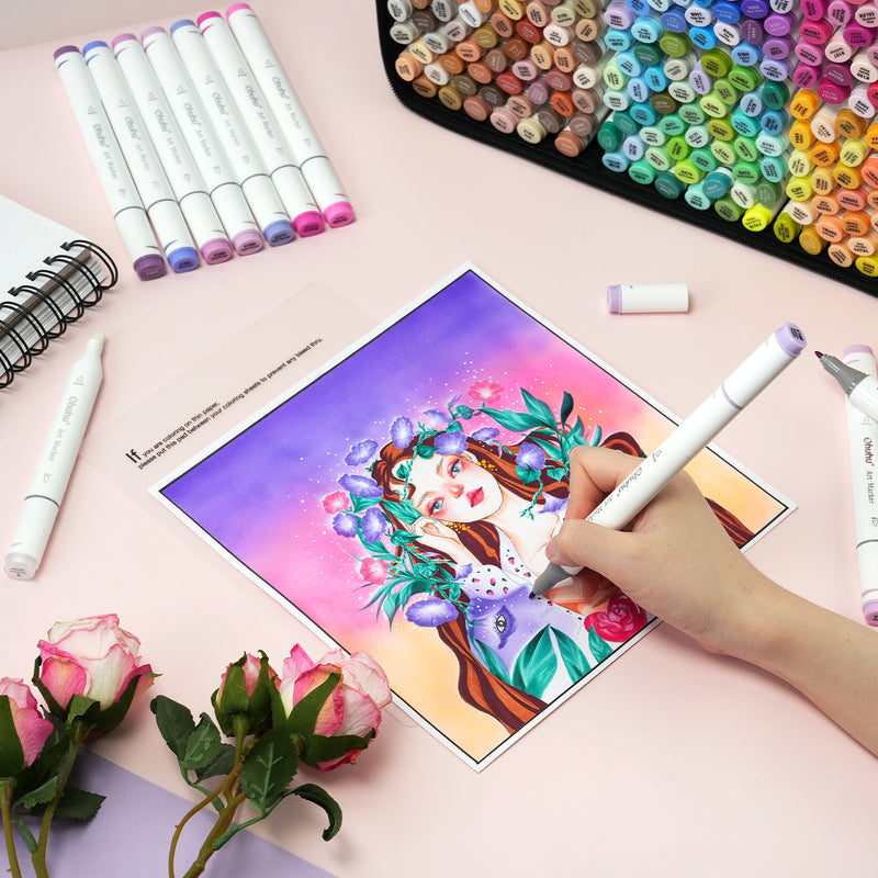 Ohuhu Oahu 320 Colors Dual Tips Alcohol Art Markers, Fine & Chisel