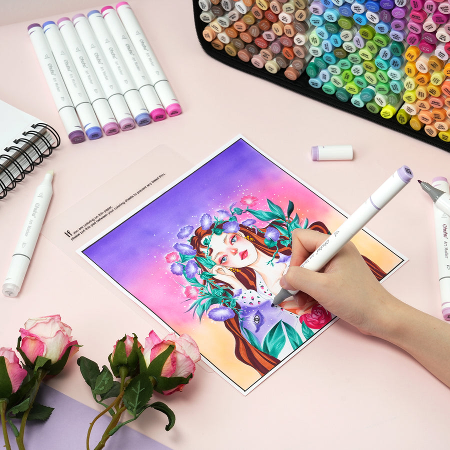 Ohuhu Oahu 320 Colors Dual Tips Alcohol Art Markers, Fine & Chisel