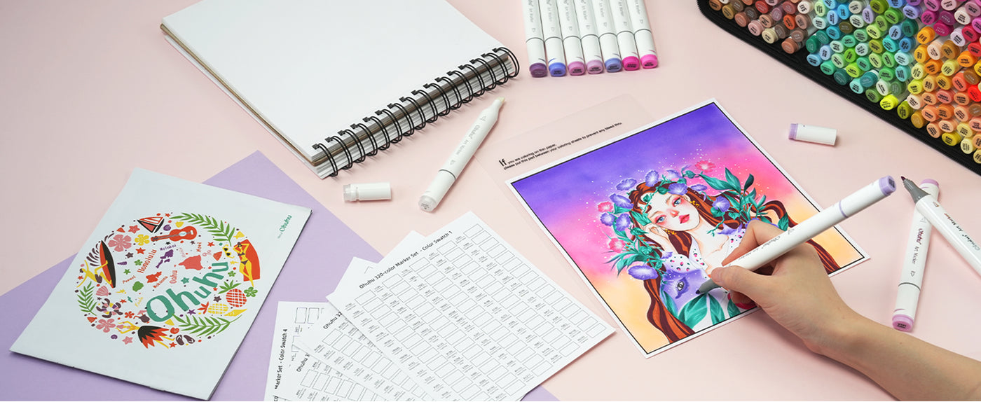 Ohuhu Oahu 320 Colors Dual Tips Alcohol Art Markers, Fine & Chisel