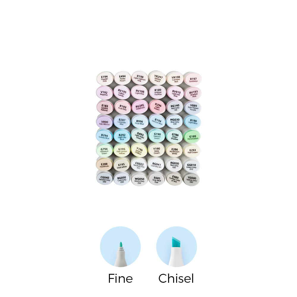 Ohuhu Oahu 48 Pastel Colors Dual Tips Alcohol Art Markers, Fine & Chis