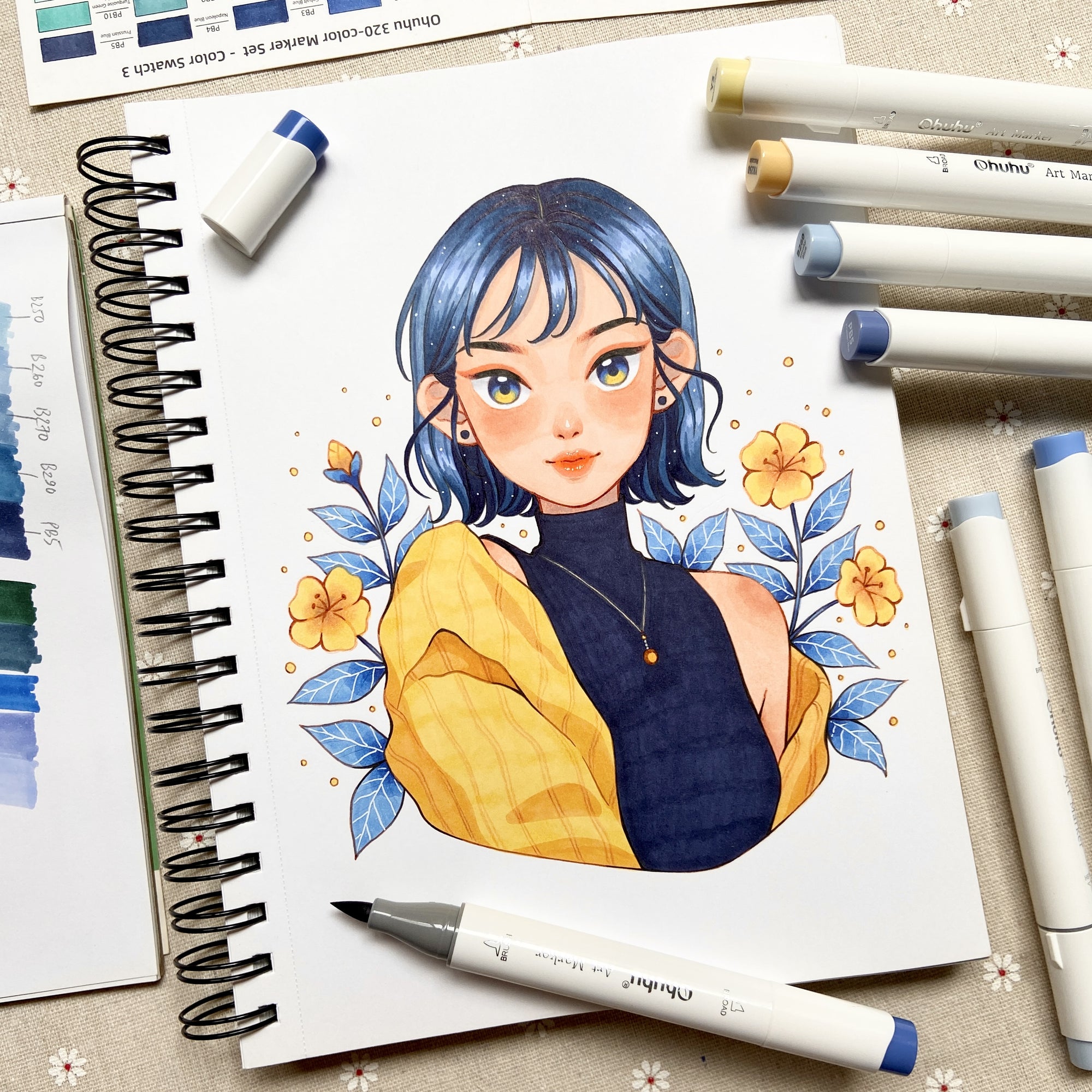 Ohuhu Honolulu 36 Skin Tone Colors Dual Tips Portrait Alcohol Art Mark