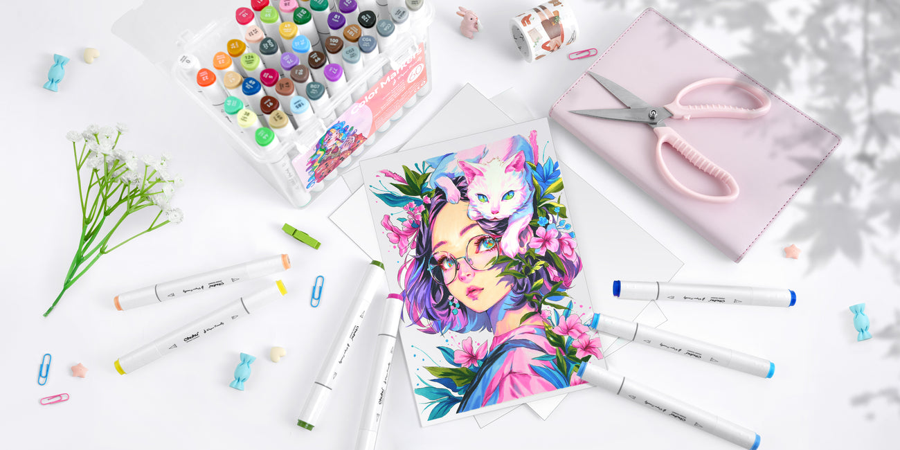 Ohuhu Paper-friendly (No Peeling) Markers Water-based 60 Colors