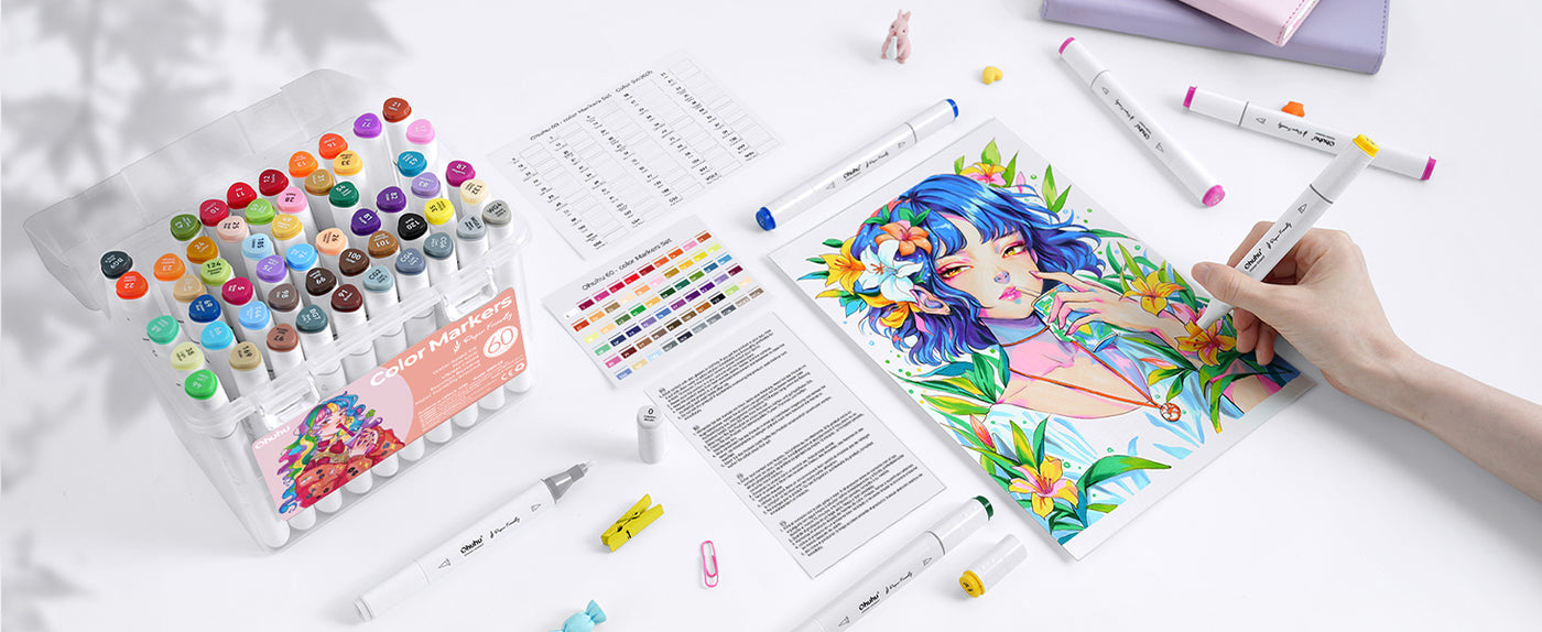 Ohuhu Paper-friendly (No Peeling) Markers Water-based 60 Colors
