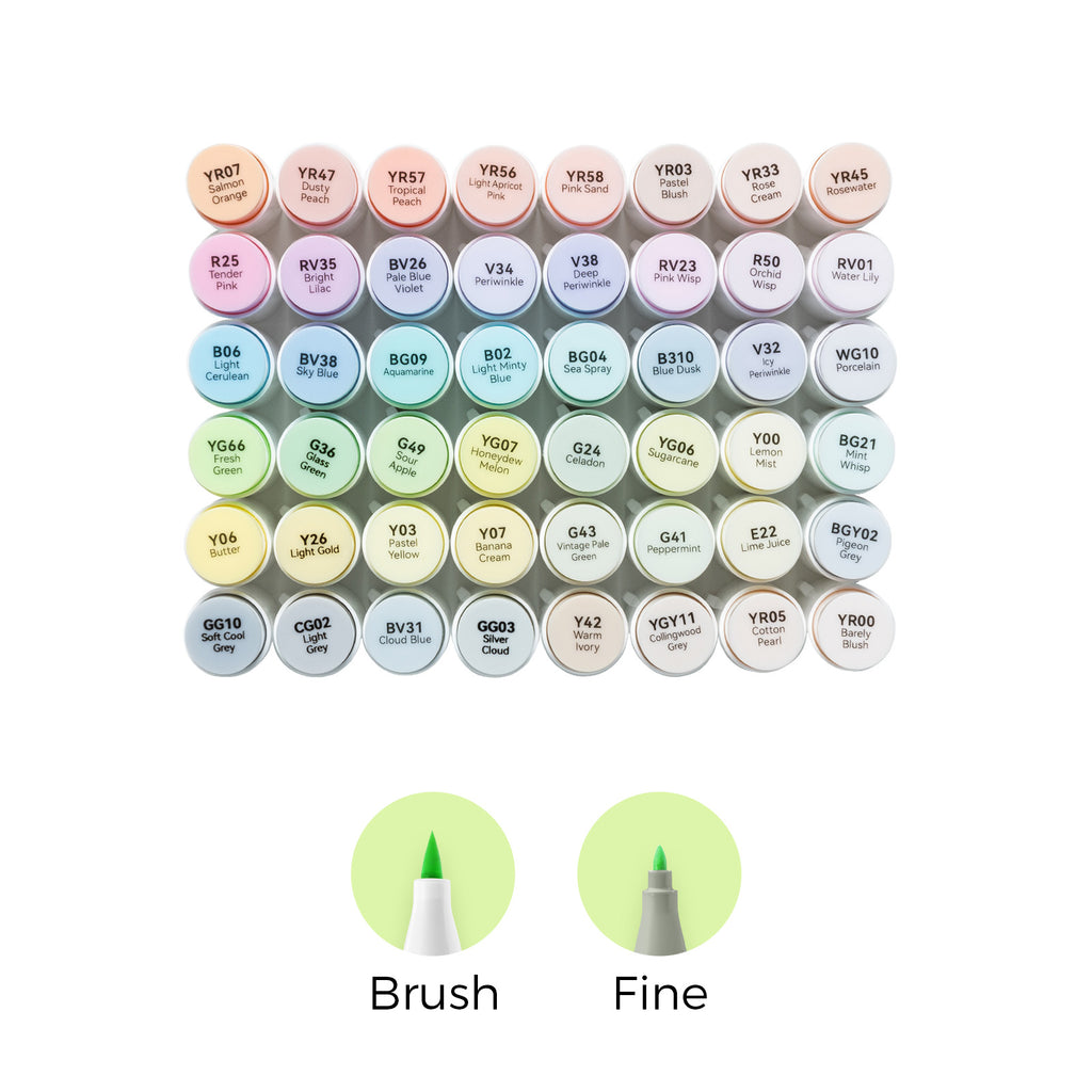Ohuhu Honolulu New 48 Pastel Colors Dual Tips Alcohol Art Markers - Bl
