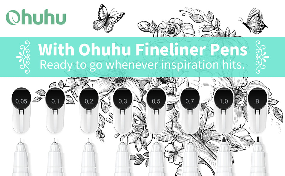 Ohuhu Fineliner Drawing Pen, 8 Pack