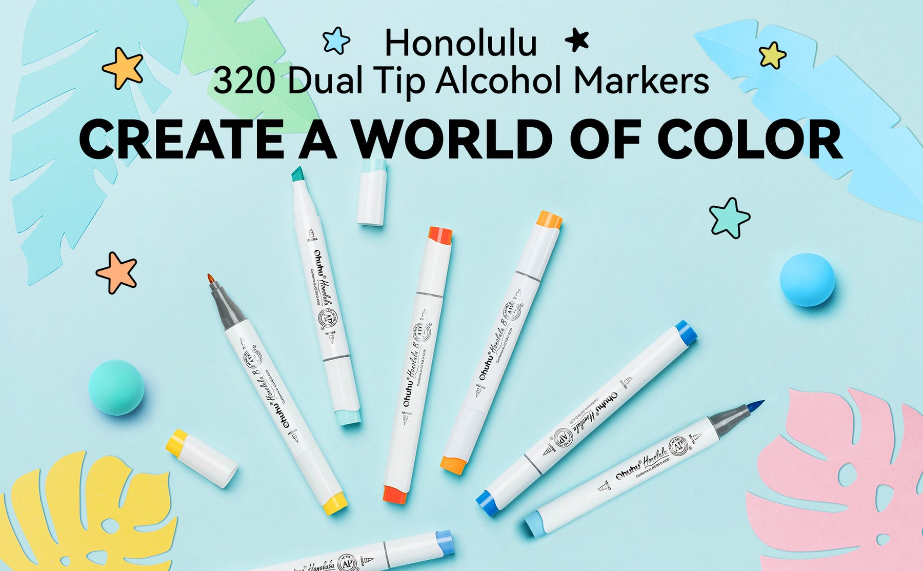 Ohuhu Honolulu 320 Colors Dual Tips Alcohol Art Markers (New Color Cod