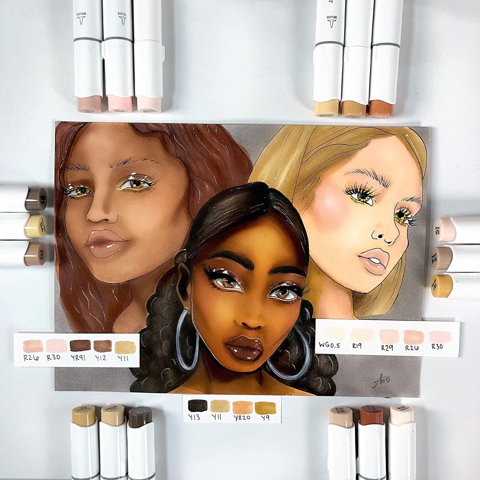 Ohuhu Honolulu 24 Skin Tone Colors Dual Tips Alcohol Art Markers